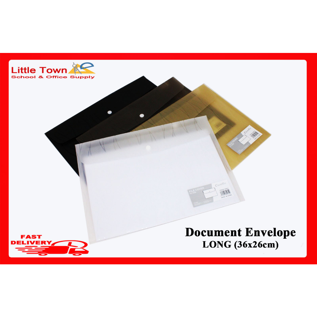 Translucent Plastic Document Envelope Snap Botton Long size (36x26cm ...