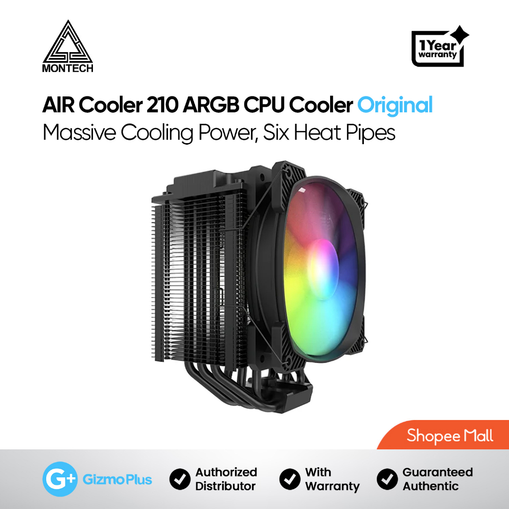 Montech AIR Cooler 210, 210W TDP, ARGB CPU Cooler, Massive Cooling ...