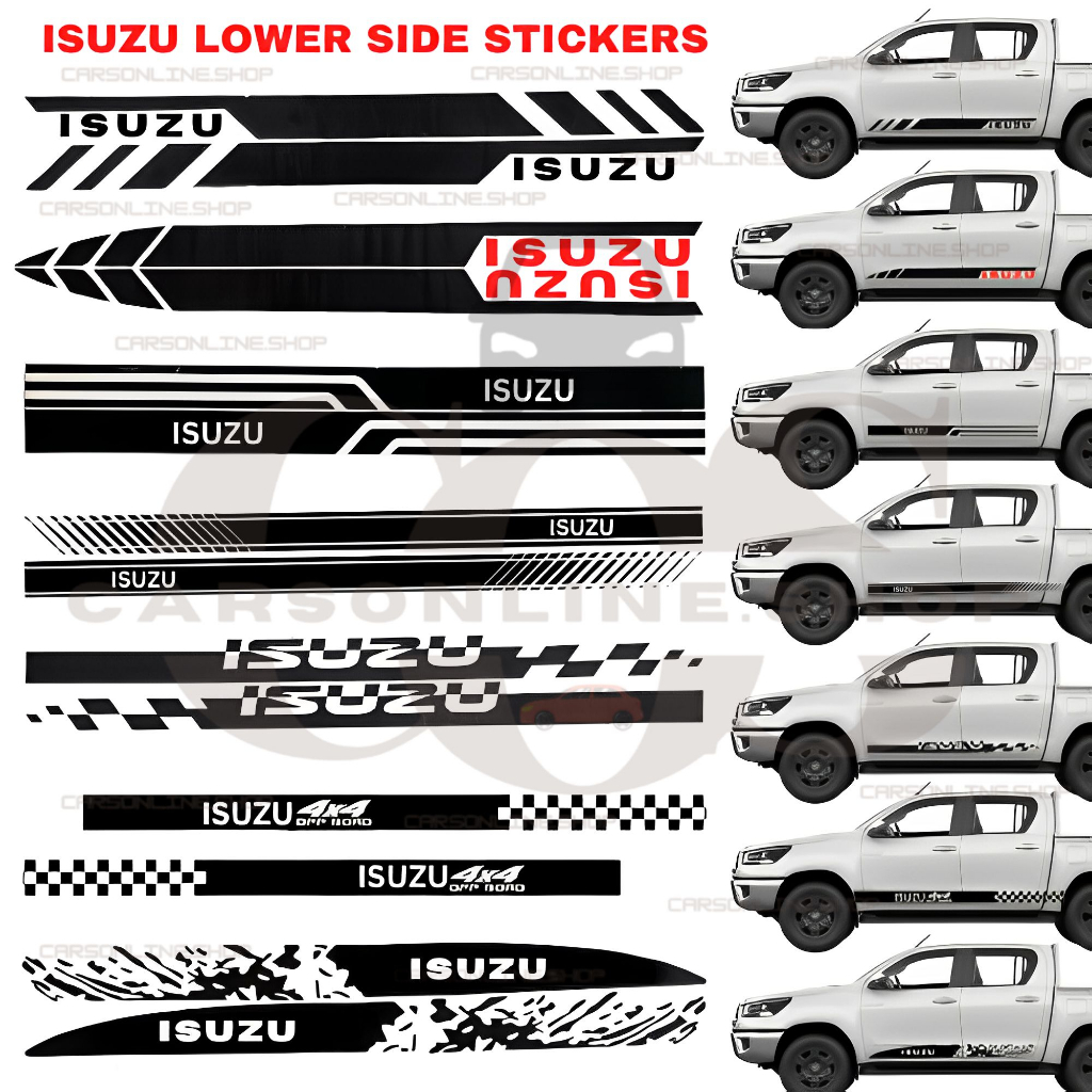 COS 2Pcs ISUZU Car Body Lower Side Sticker Truck Decal Vinyl Flame ...