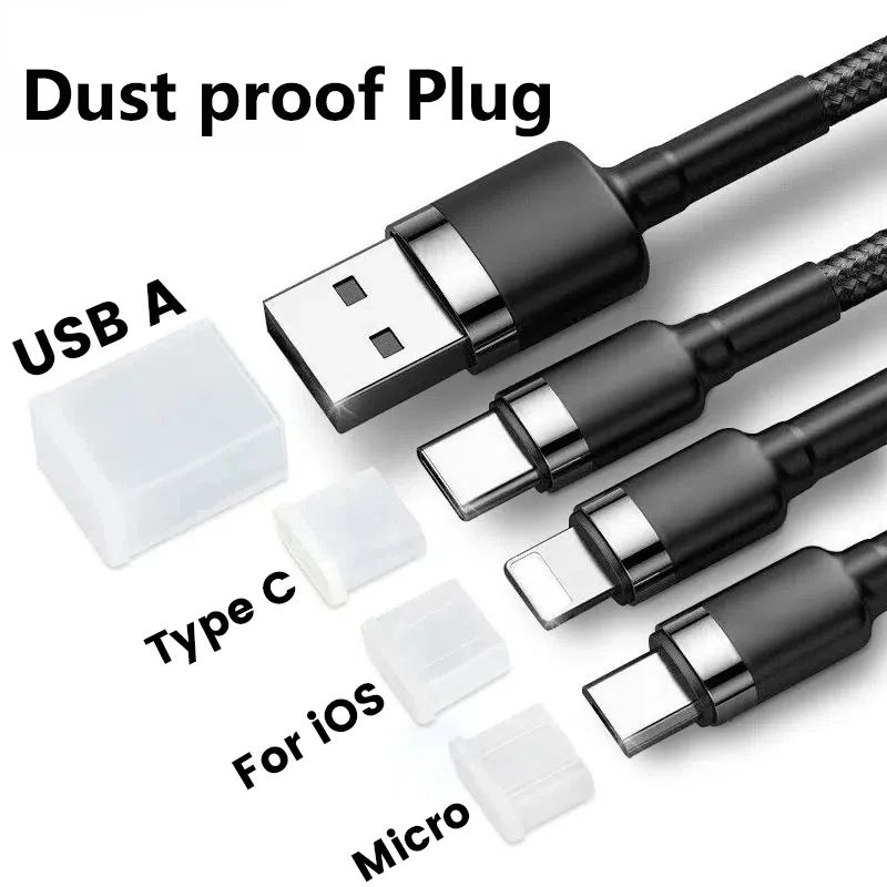 5Pcs Dust Proof Cover Cap USB A Type C Micro USB ios Connector Anti ...
