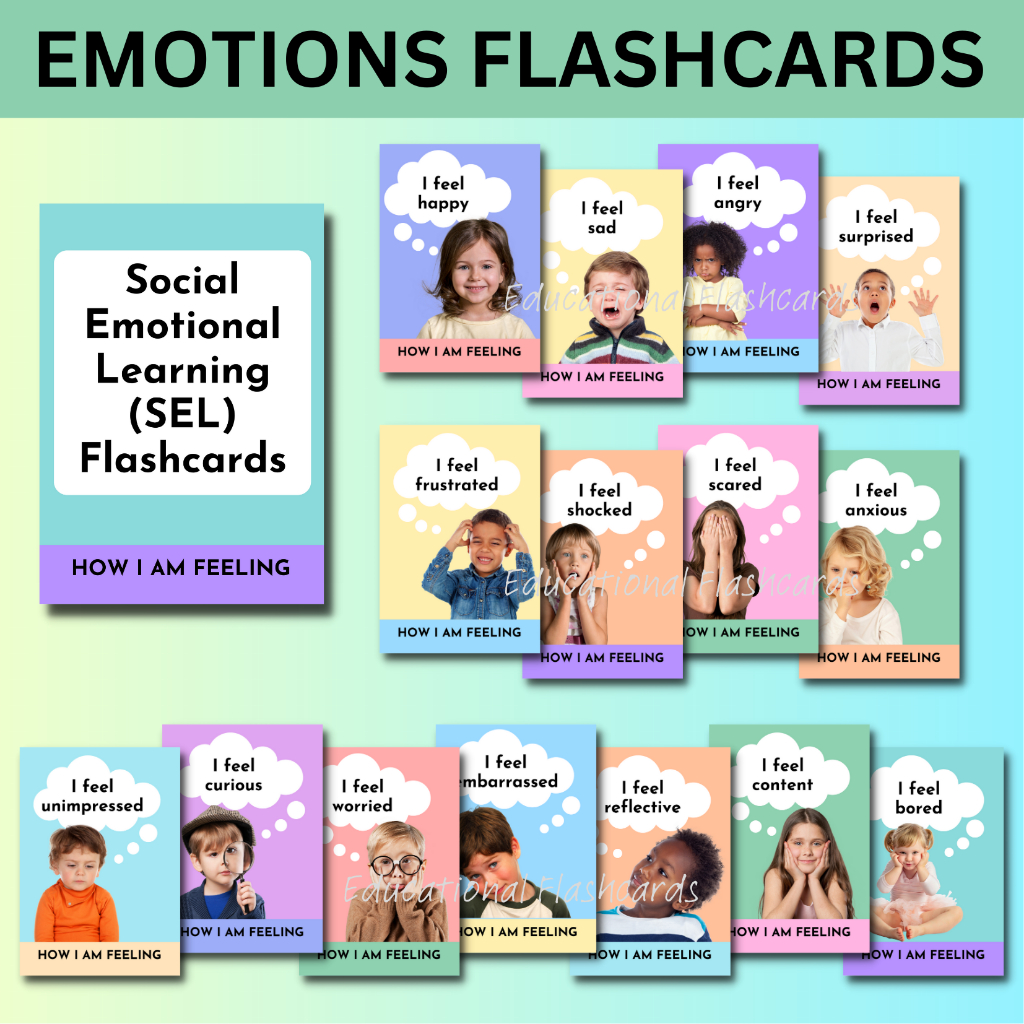 EMOTIONS EXPRESSIONS FEELINGS FLASHCARDS, LAMINATED FLASH CARDS FOR ...