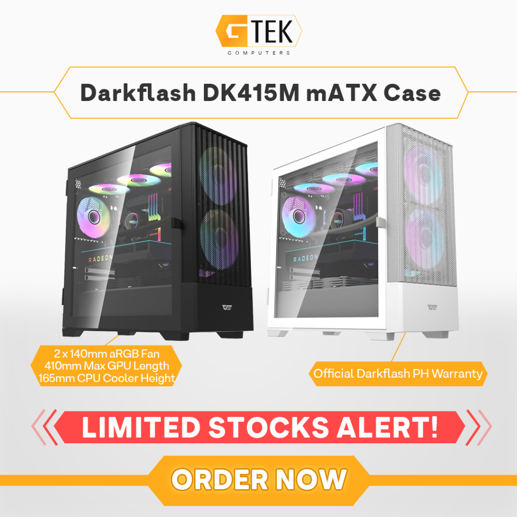 DarkFlash DK415M mATX with 2 x 140mm ARGB Fans Mesh PC Case Black ...