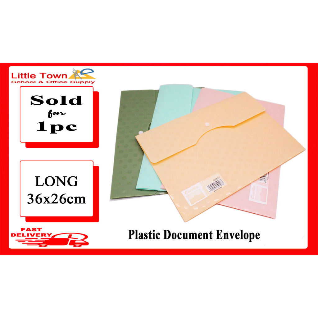 Plastic Document Envelope Snap Botton Simple Dot Design Long size ...