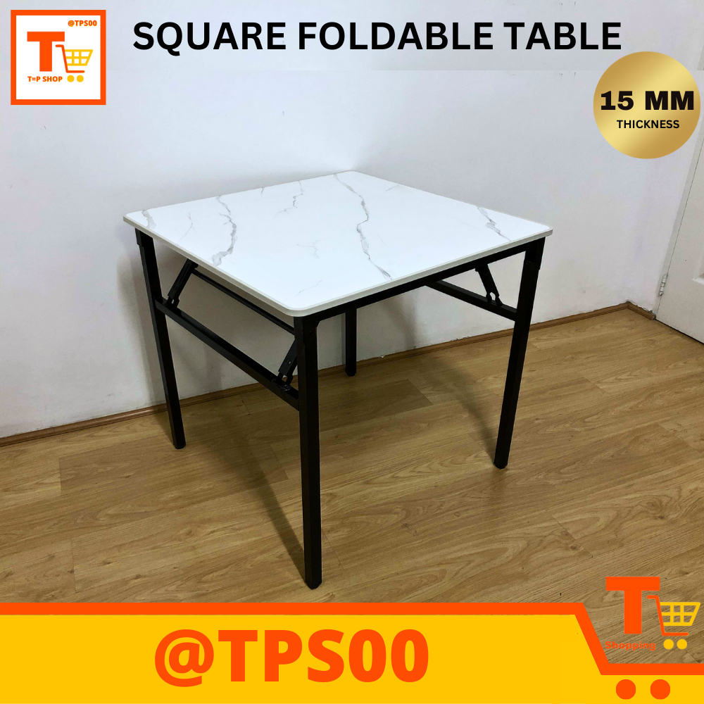 FOLDABLE/FOLDING SQUARE TABLE (60x60, 80x80) WITH METAL LEGS (MARBLE ...