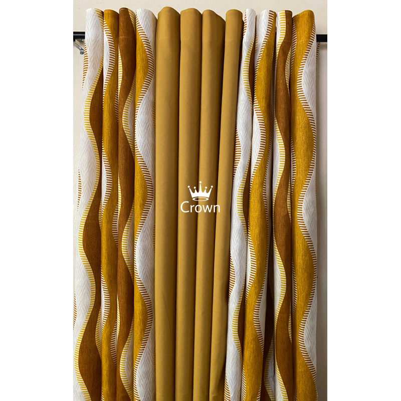 CROWN - 3in1 Wave Matte Gold Ring Curtain ( 6ft/7ft Curtain ) - sold ...