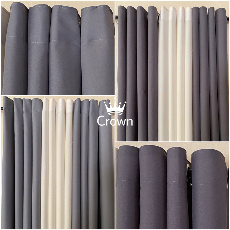 CROWN - 1PC Plain Gray Ring Curtain (6ft/7ft/8ft/9ft Curtain) - sold ...