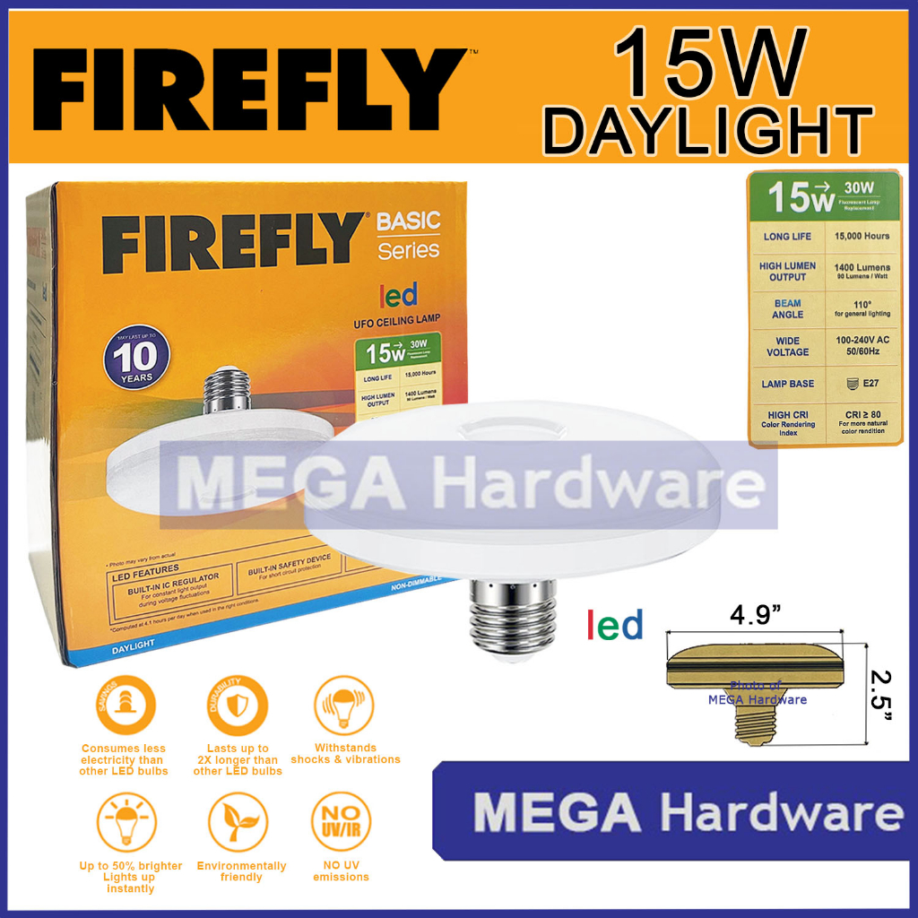 Firefly LED UFO Ceiling Bulb 15W 18W 20W (3Color Daylight, Cool or Warm ...