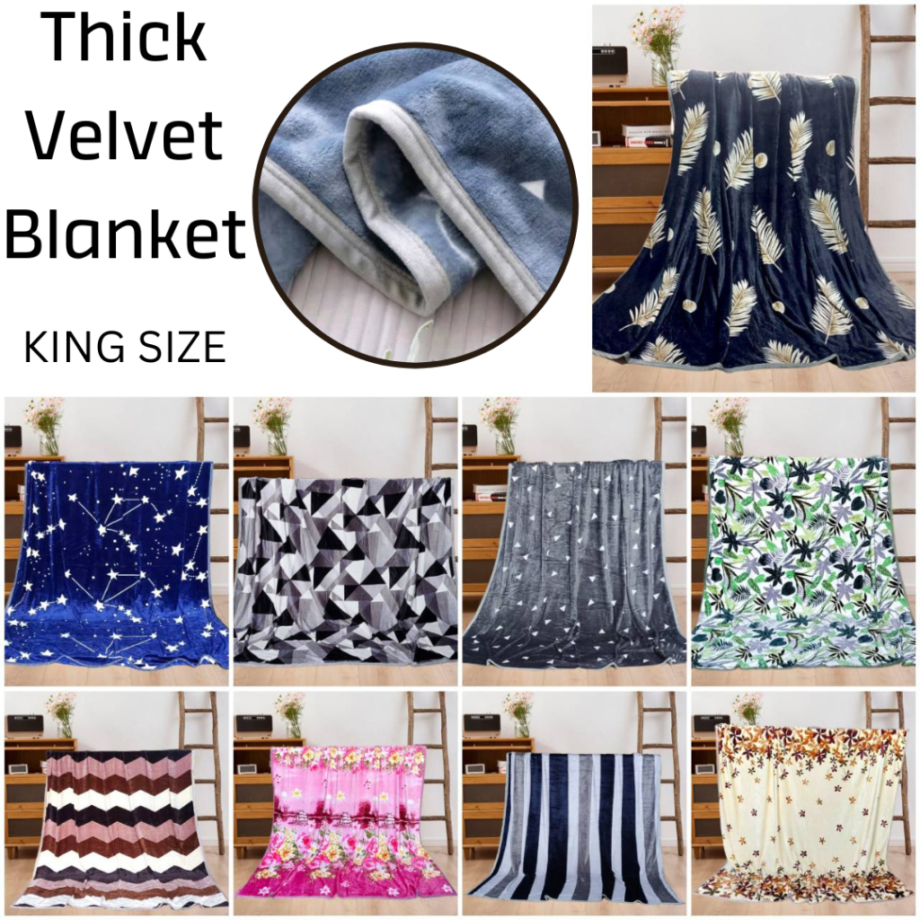 King Thick Microfiber/ Velvet Blanket with Piping Edge (200x220cm ...