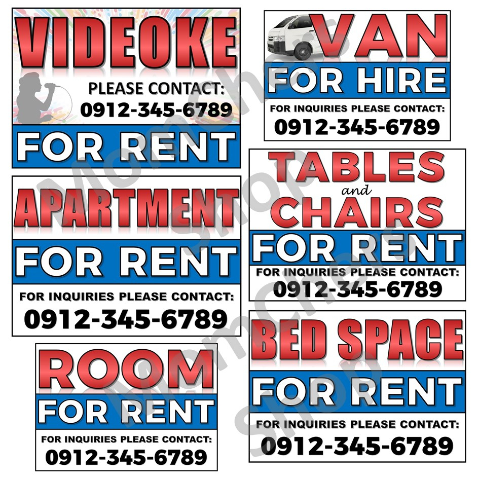 Laminated Signages FOR RENT FOR HIRE Apartment Bed Space Room Videoke ...