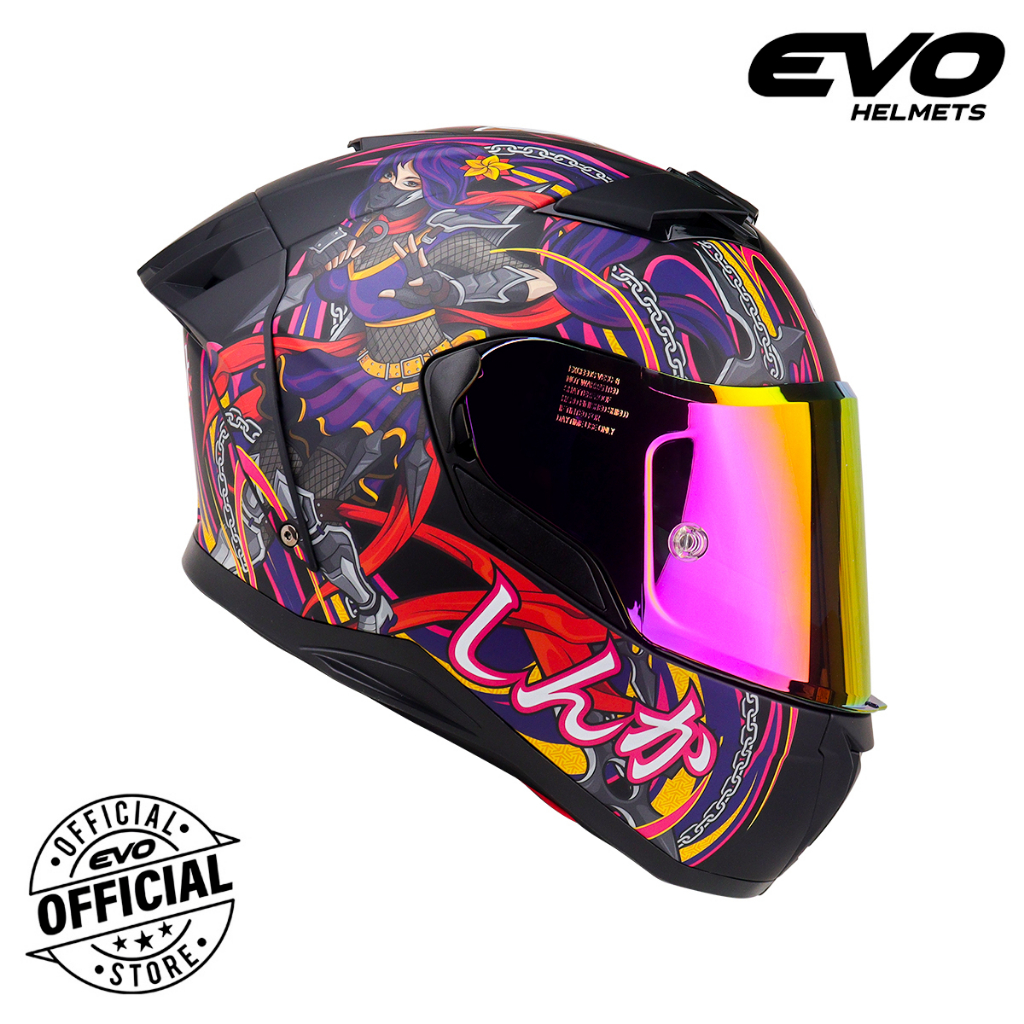 EVO XT-300 Sakura Full Face Dual Visor Helmet Motorcycle With Free ...