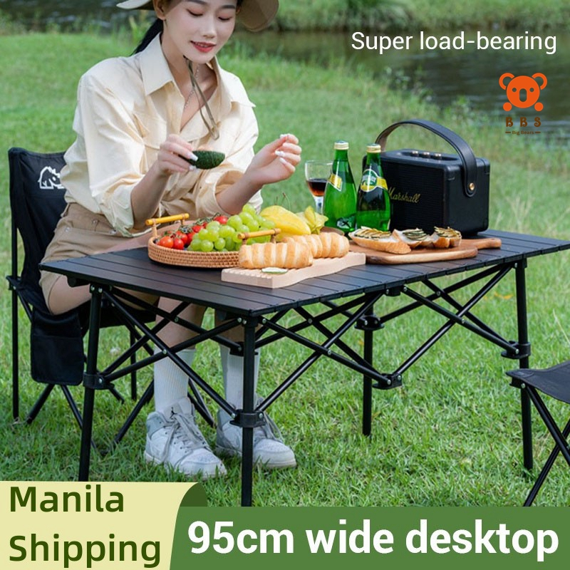 Folding table 95x57CM outdoor camping table portable aluminium Wide ...