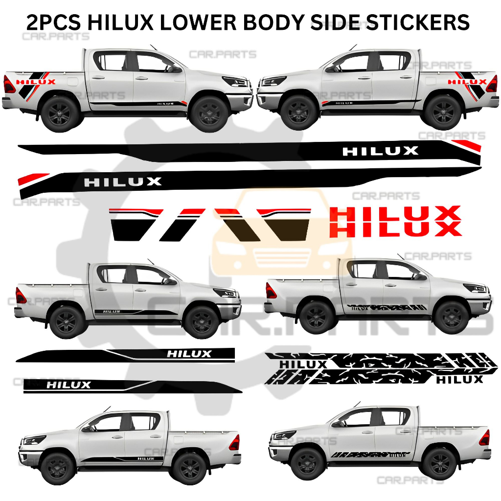 CP 2Pcs HILUX Body Lower Side Sticker Truck Decal Vinyl Flame Sticker ...