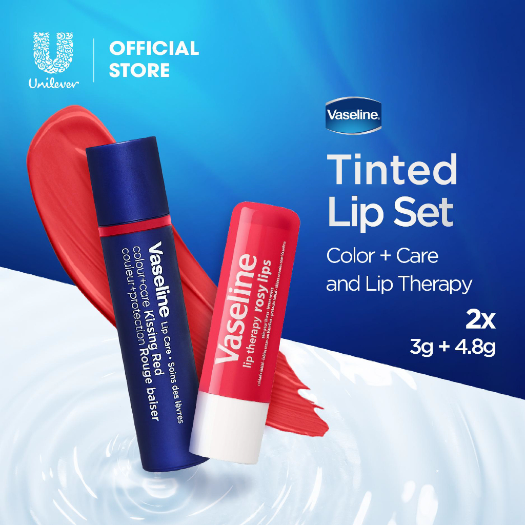 [TINT DUO SET] Vaseline Color+Care Kissing Red 3g AND Vaseline Lip ...