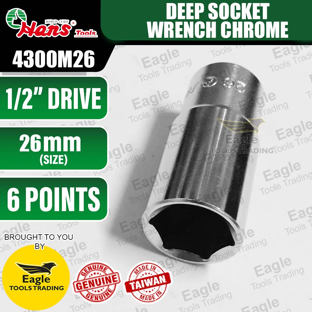Hans 1/2" Drive 26mm Deep Socket 6 Points 4300M26 | Shopee Philippines