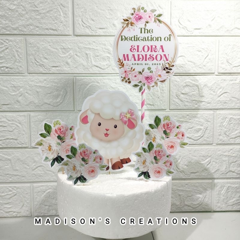 White Sheep Dedication Baptism Christening Cake Topper/Banner ...
