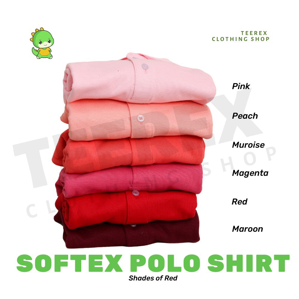 SOFTEX Honeycomb UNISEX PLAIN POLOSHIRT RED MUROISE PEACH (BEST SELLER ...