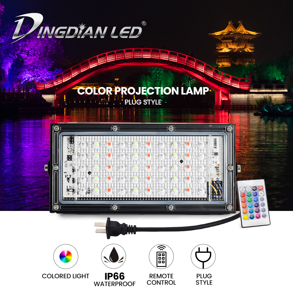 DingDian LED RGB Spotlight 50w 220v Outdoor Flood Light with plug ...