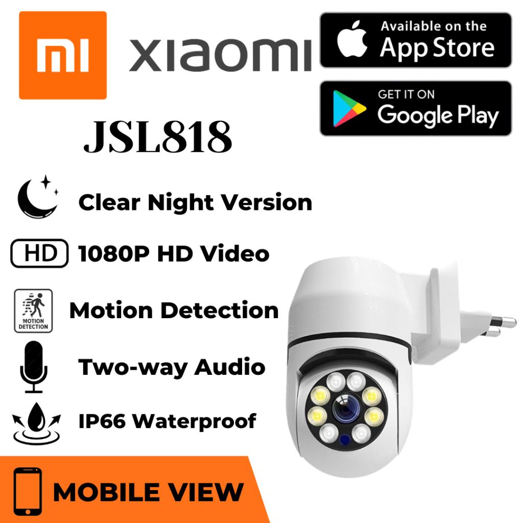 CCTV JSL818 5MP CCTV Camera Wireless Wall Socket Power Plug Alexa 360 ...