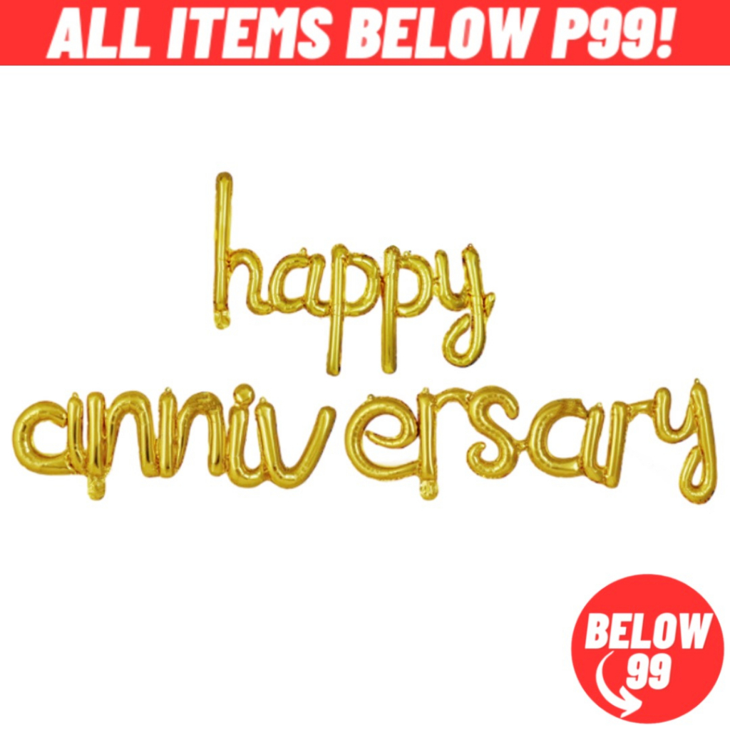 Shiny Happy Anniversary Cursive Linked Balloon Set Happy Anniversary ...