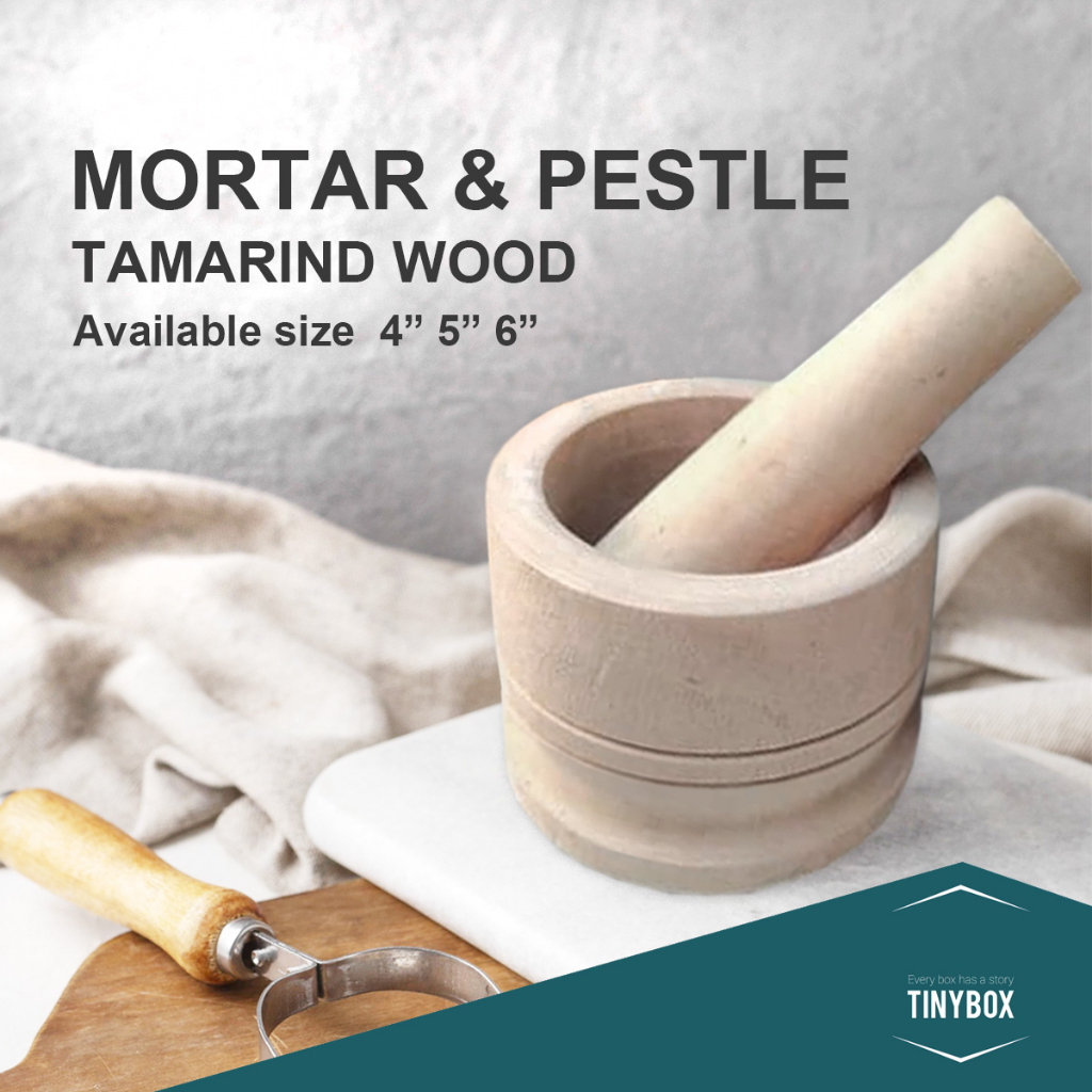 TINYBOX Wood Mortar & Pestle Almires Sangkalan Dikdikan Solid Wood ...