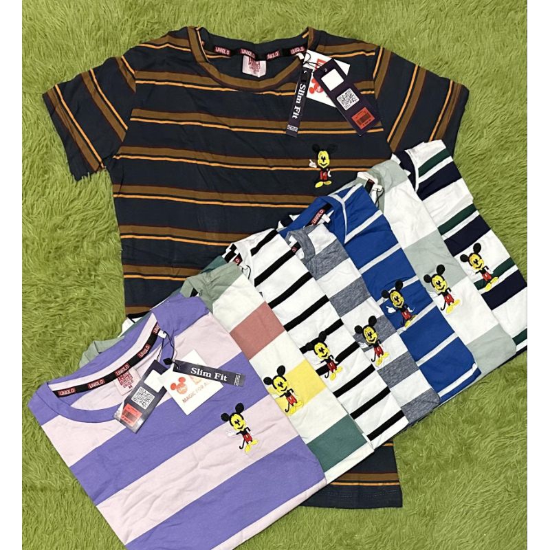 MICKEY MOUSE STRIPE LADIES TSHIRT (MINIMAL LOGO EMBROID) | Shopee Philippines