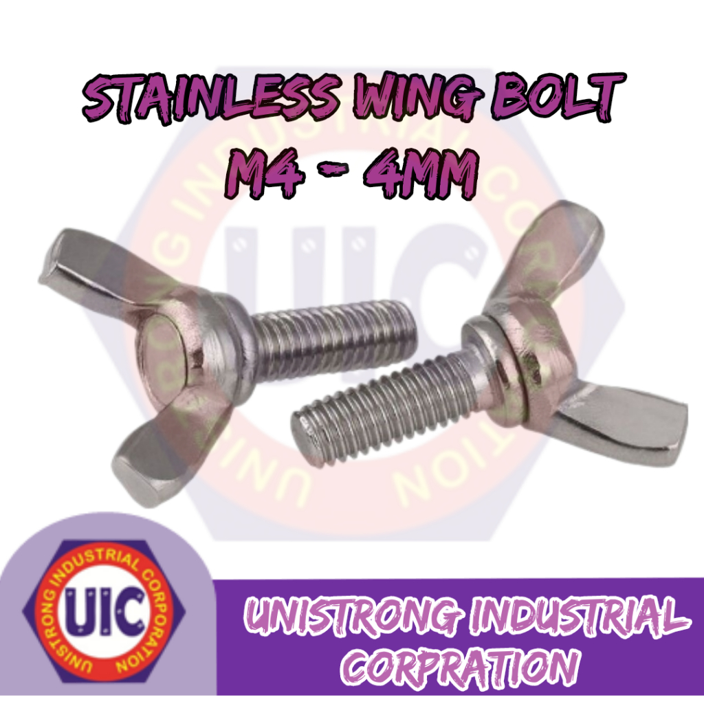 STAINLESS WING BOLT M4/4mm (1 PC) | Shopee Philippines