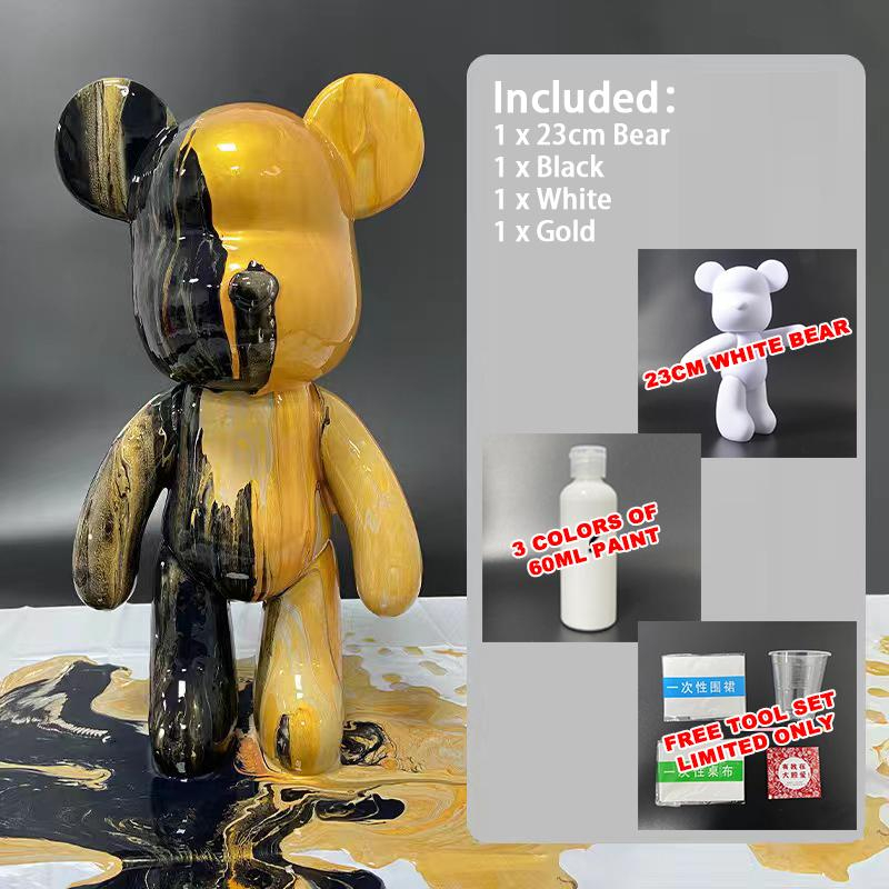No Box Onhand SET 23cm Bear w/ Paint DIY Violent Bearbrick Color Fluid ...