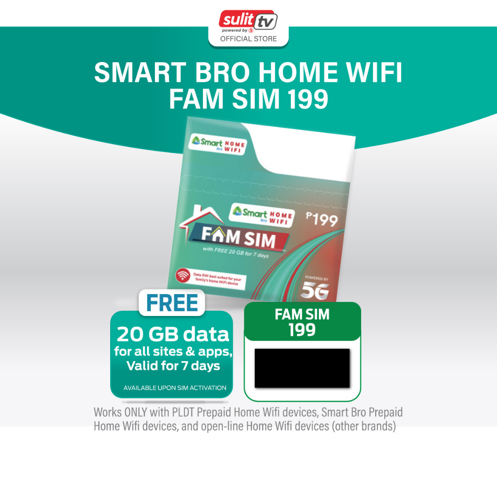 SMART BRO HOME WIFI FAM SIM 199 | Shopee Philippines