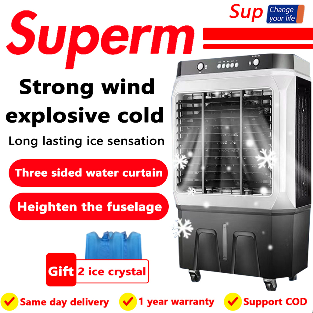 Home air conditioning fan cooling fan 45L/60L three-position control air cooler wide angle air ...