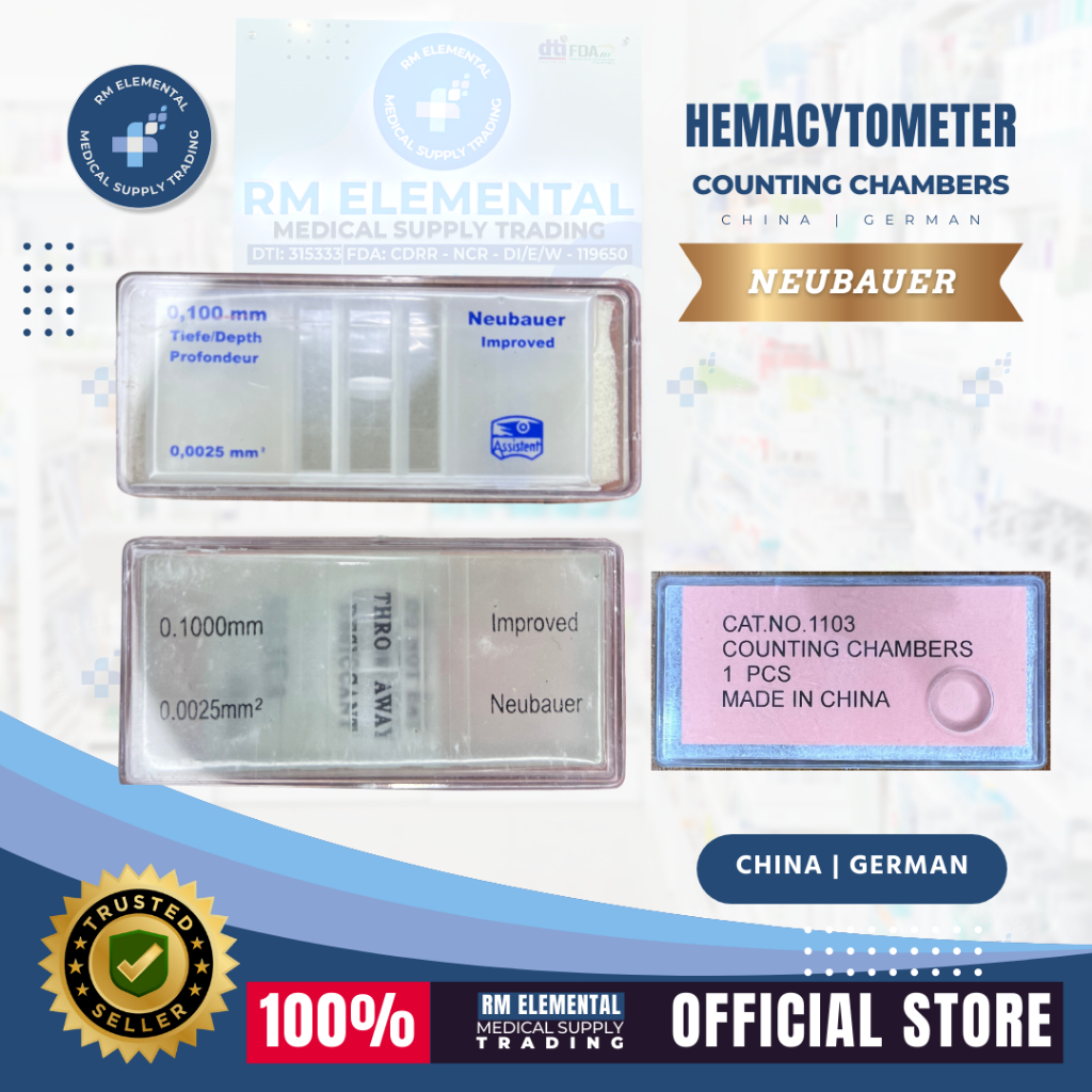 Improved Neubauer Hemacytometer Counting Chambers (Germany or China ...