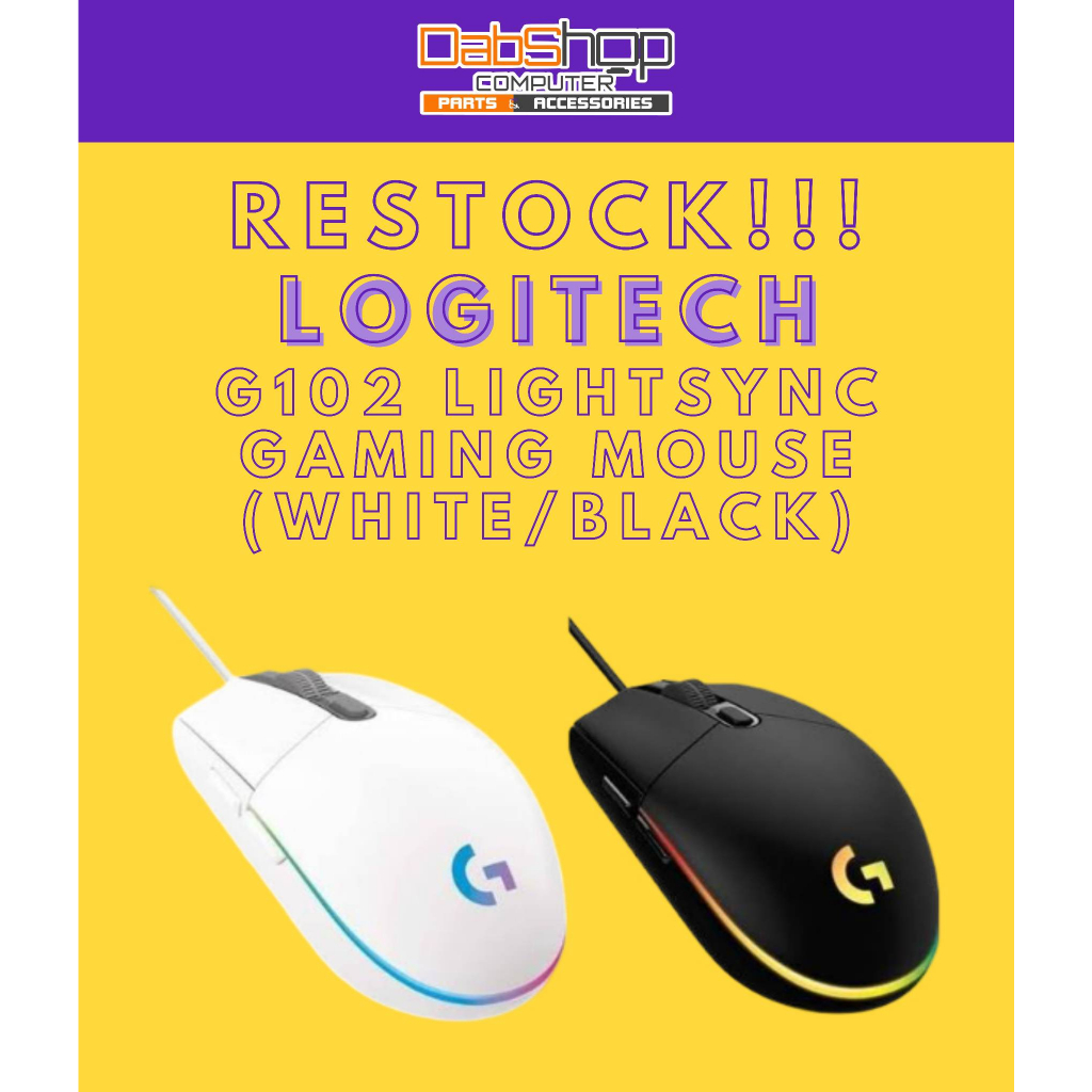 LOGITECH G102 LIGHTSYNC GAMING MOUSE WHITE | BLACK | Shopee Philippines