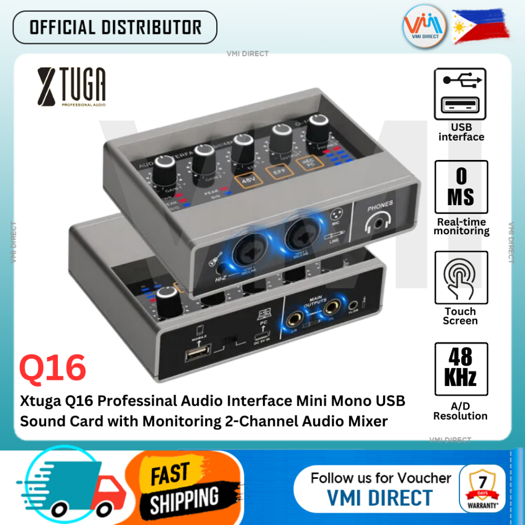 XTUGA Q16 Professional Audio Interface Mini Mono USB Sound Card with ...
