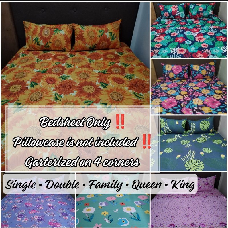 Garterized Bedsheet Only Floral/Leafy Designs Canadian Cotton Single ...