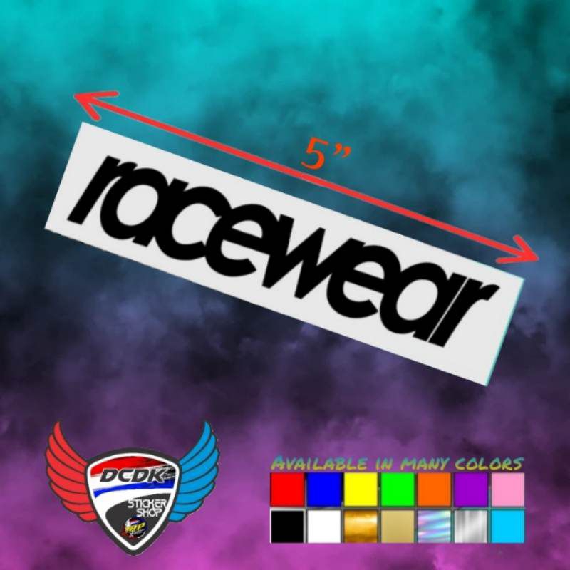 racewear sticker for motorcycle 5inches long machine cut waterproof ...