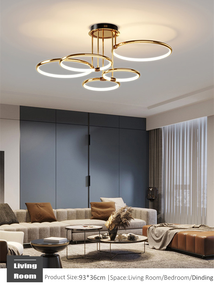 Chandelier For Living Room led Hanging Lights Bedroom Lamp Round Nordic ...