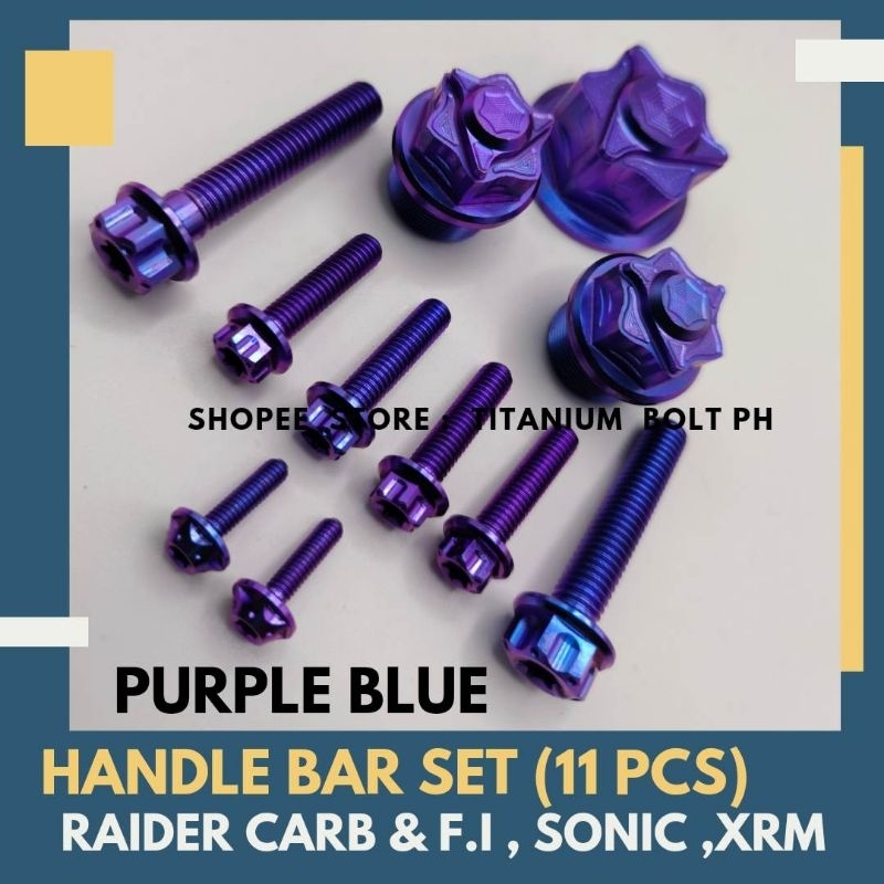 GR5 TITANIUM BOLTS HANDLE BAR SET RAIDER, SONIC, Xrm 1 set 11 piraso ...