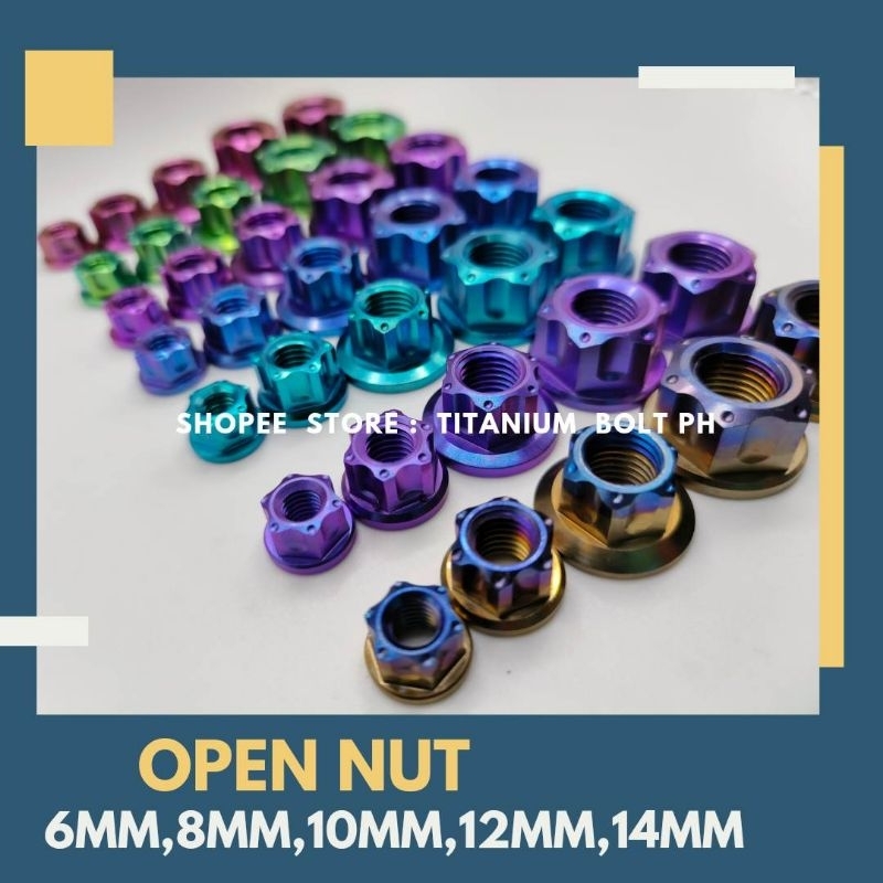 GR5 TITANIUM BOLTS OPEN NUT, 6MM,8MM,10MM,12MM,14MM 1pc | Shopee ...