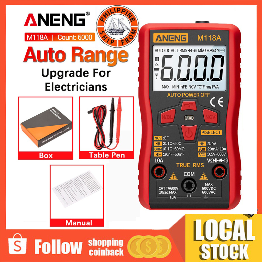 ANENG M118A Auto Multi Tester Range Digital Multimeter Portable 6000 ...