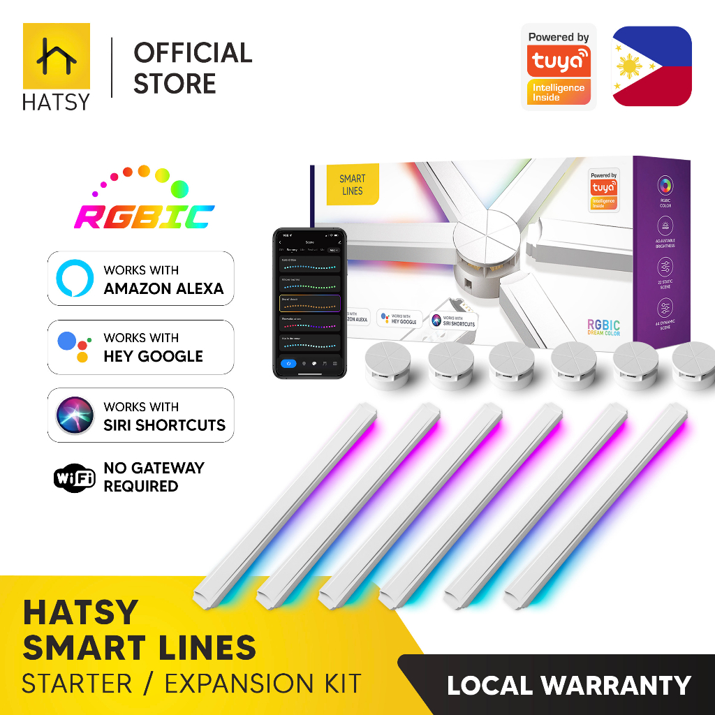 HATSY - SMART LINES, RGBIC DREAM COLOR, WORKS WITH ALEXA, GOOGLE HOME AND SIR SHORTCUTS | Shopee ...