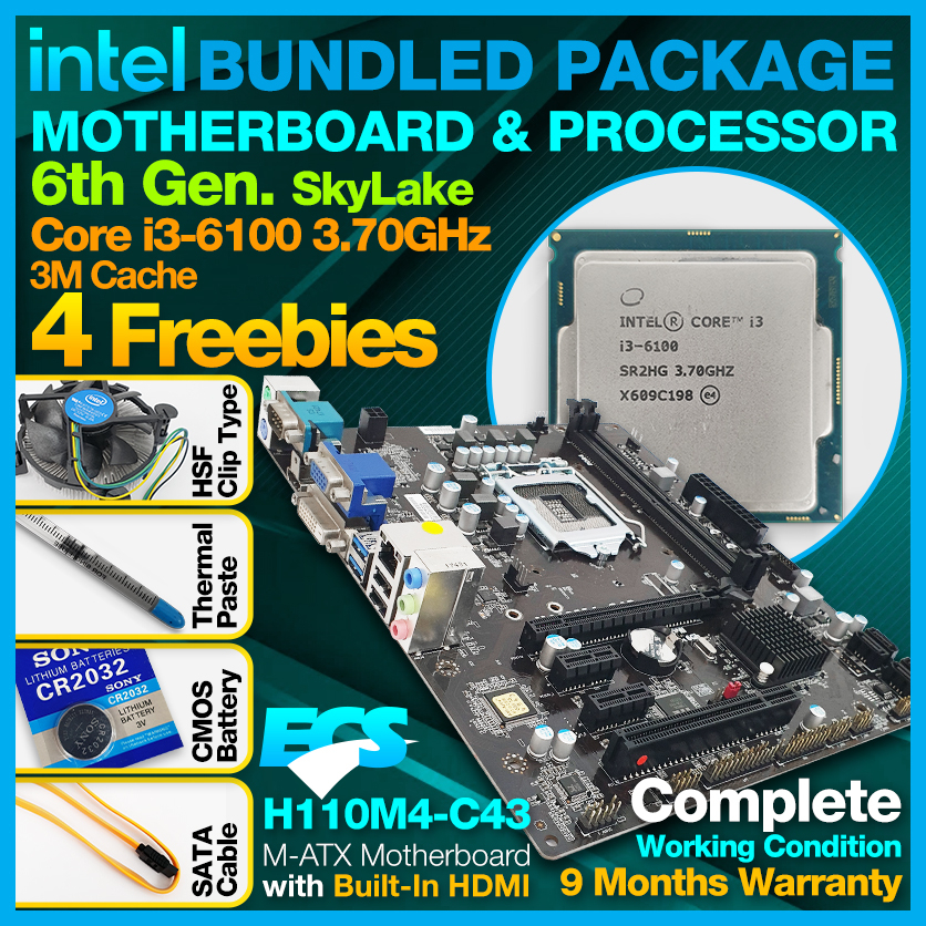 6th Gen. Intel Processor & Motherboard Bundle Package with 4 Free Gifts ...