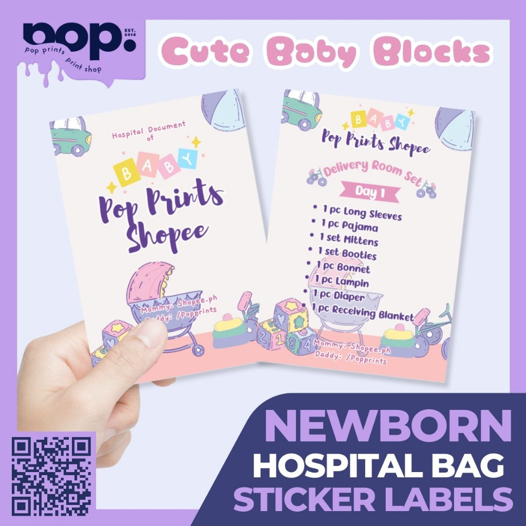CUTE BABY BLOCKS [NB002] - Newborn Checklist Hospital Bag Sticker and ...