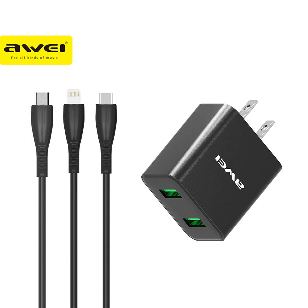 Awei C-10 Series 2.4A 1m Fast Charging Power Adapter Charger With Data ...