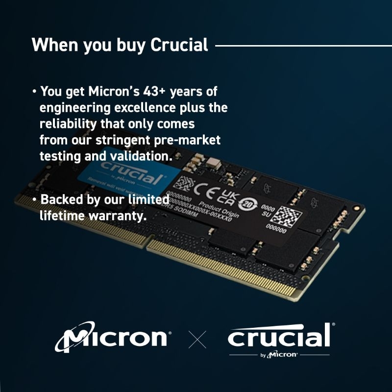 Crucial SODIMM DDR5 5600mhz CL46 48GB 32GB 24GB 16GB 8GB Laptop Memory ...