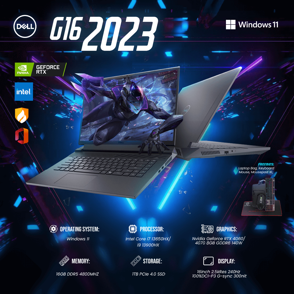 Dell G16 2023 Intel Core i7/i9 13th Gen 16inch 2.5K Res RTX 4060/4070 ...