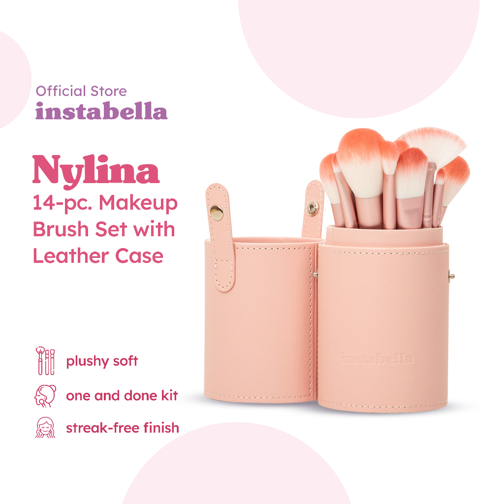 Instabella Nylina 14pcs Makeup Brushes with Leather Case Foundation ...