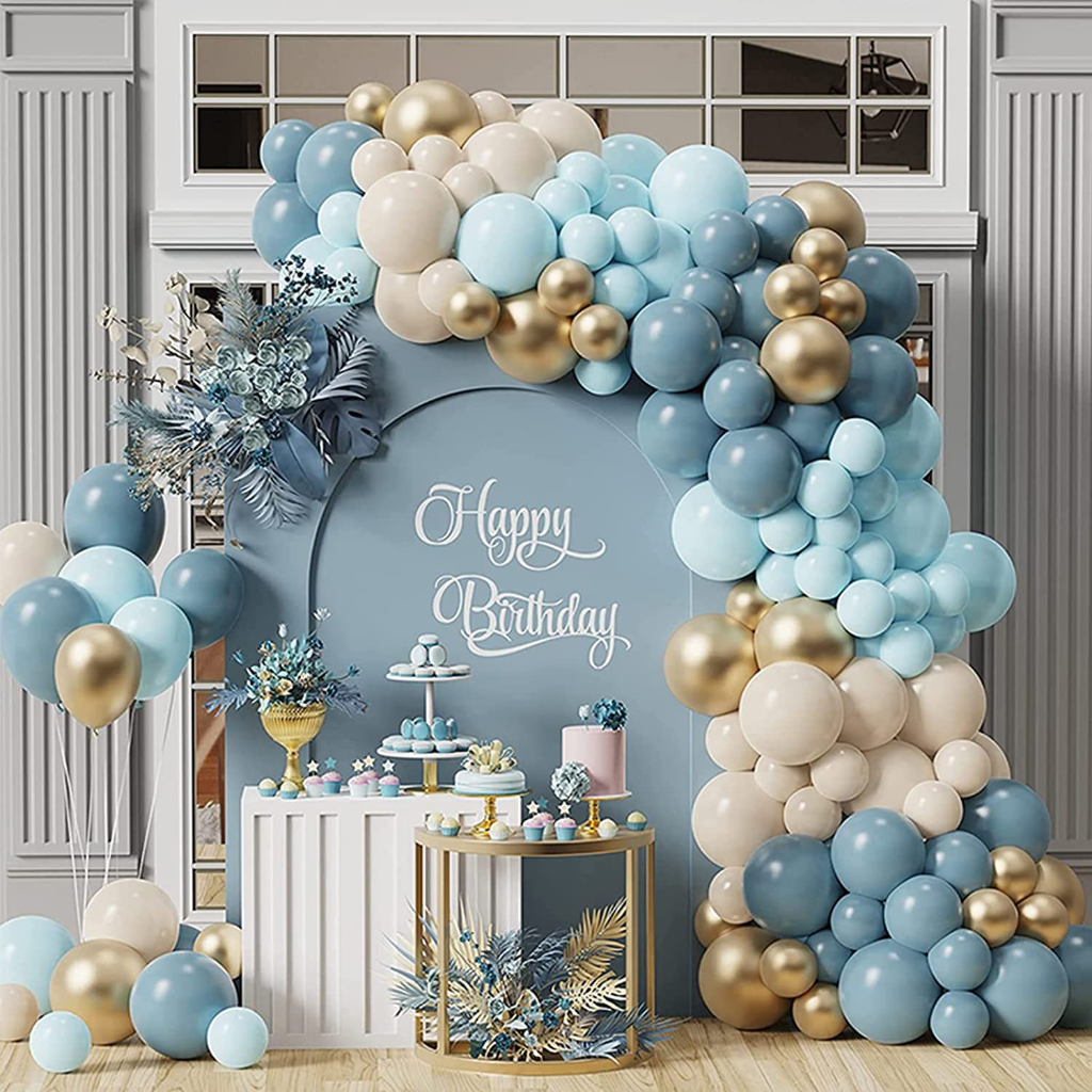 122pcs Dusty Ocean Blue Balloons Arch Garland Kit Birthday Decoration ...