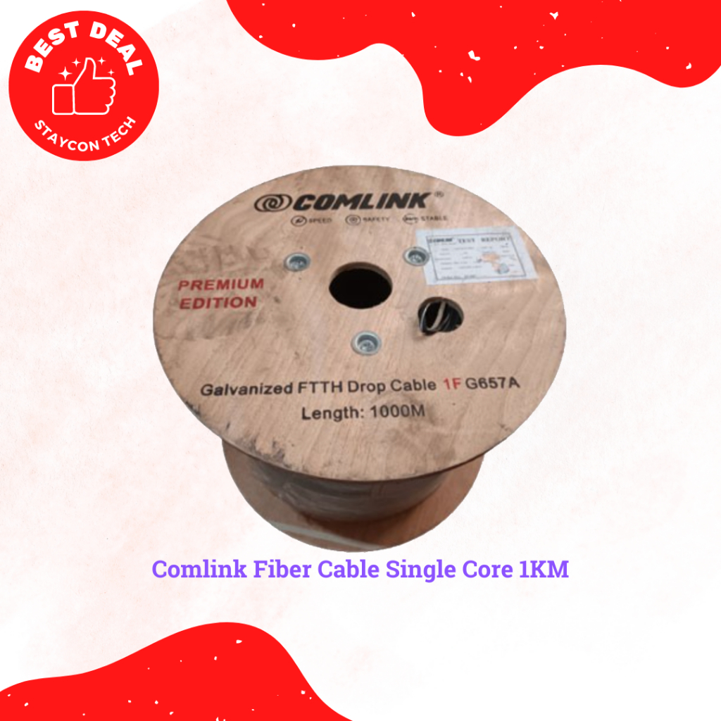 COMLINK Fiber Optic Premium Edition 1KM | FTTH 1km Drop Cable | Shopee ...