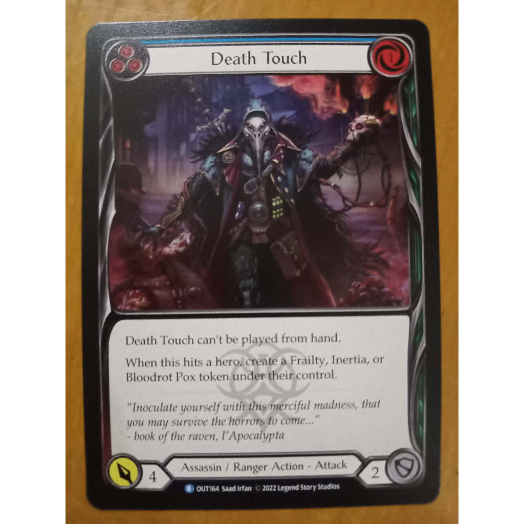 FAB Flesh and Blood TCG: Death Touch Outsiders Rare Ranger Assassin ...