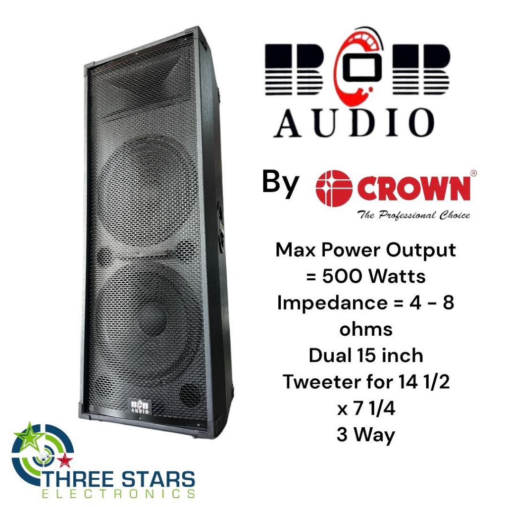BOB Audio By Crown 1pc MS-1515 Professional Stage Speaker Dual 15 inch ...