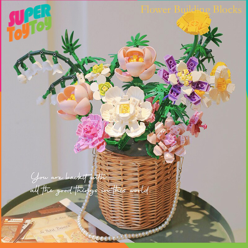 Building Blocks Toys Flowers Colorful Rose Peony Sunflower LiLy Orchid ...